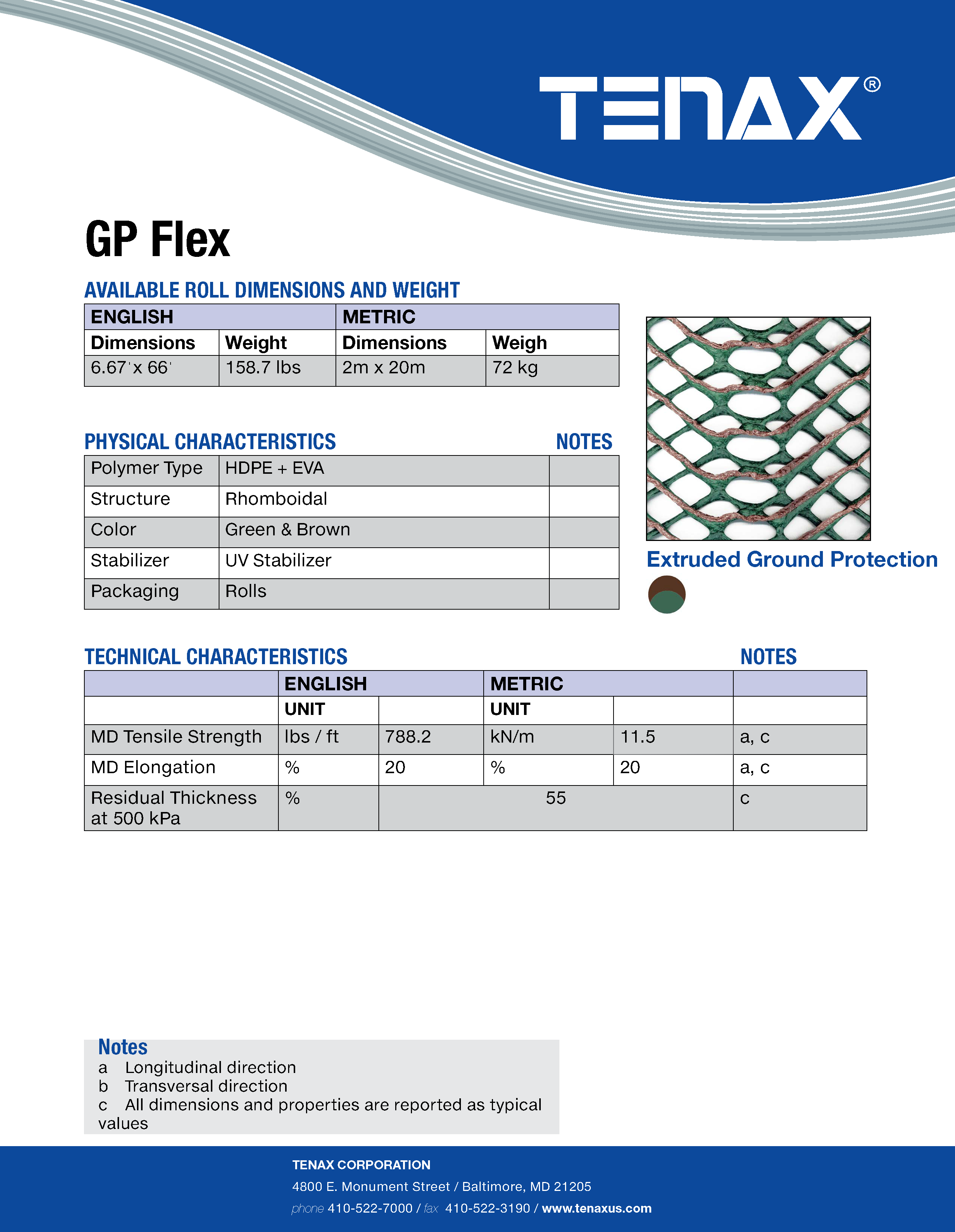 Tenax GP-Flex 1800 Grass Protection Mesh - 6.7' x 66' Roll